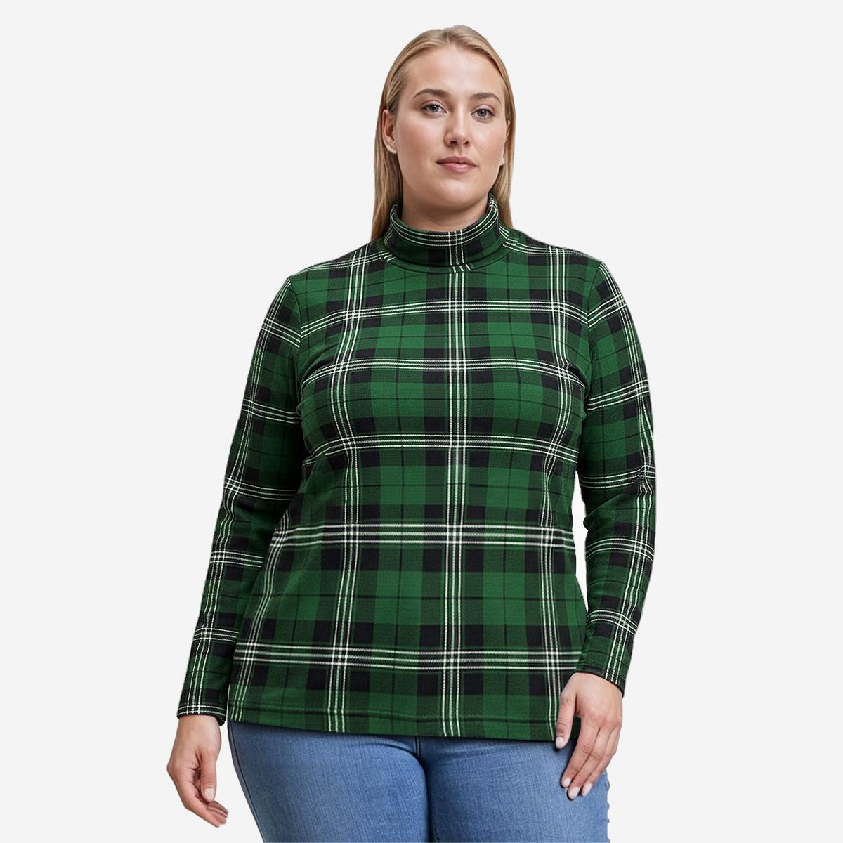 Click here for Plus Size Inner Circle Turtleneck Tartan Plaid Tee prices